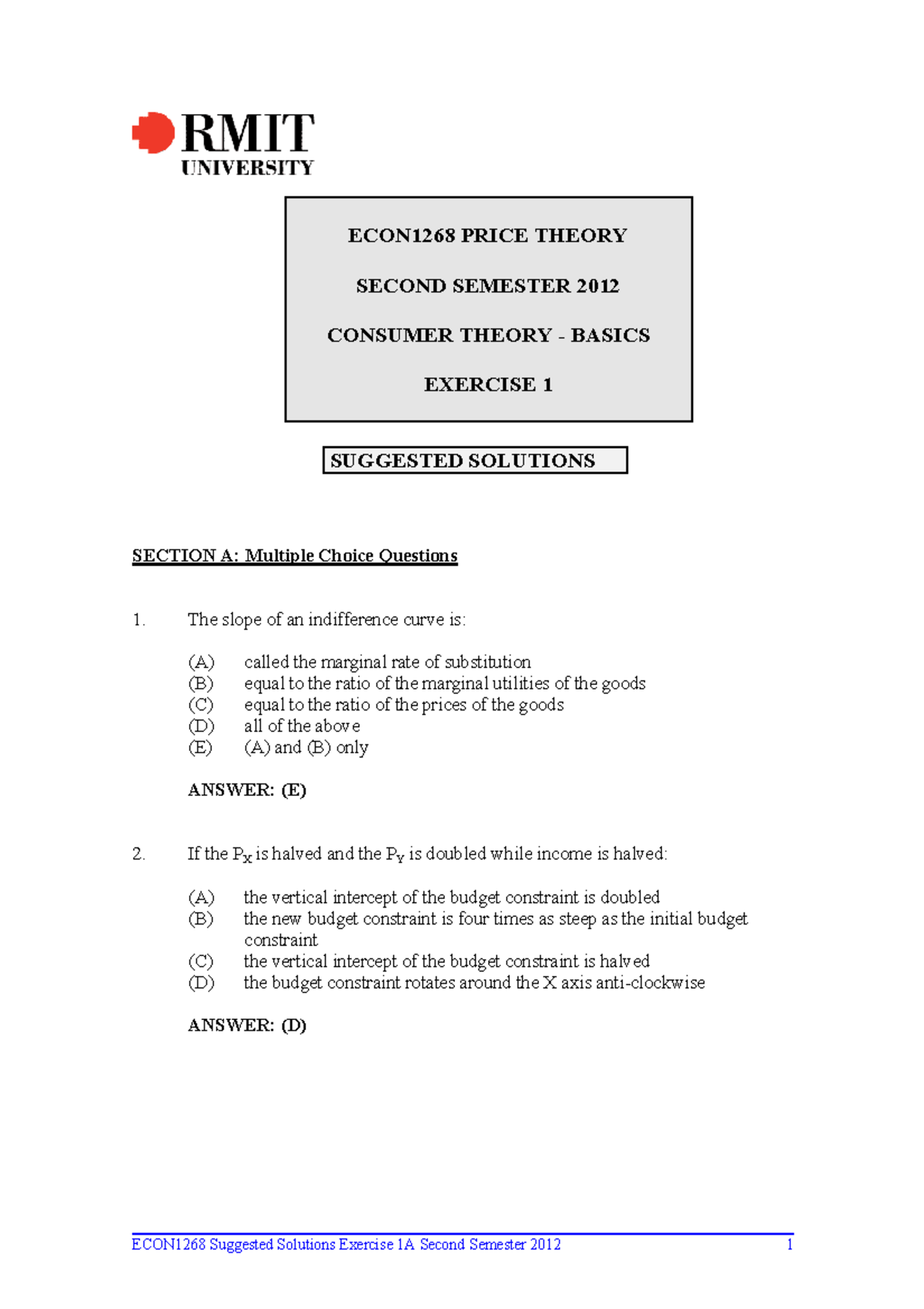 Sample/practice exam 2012, questions and answers - semester 2 ...