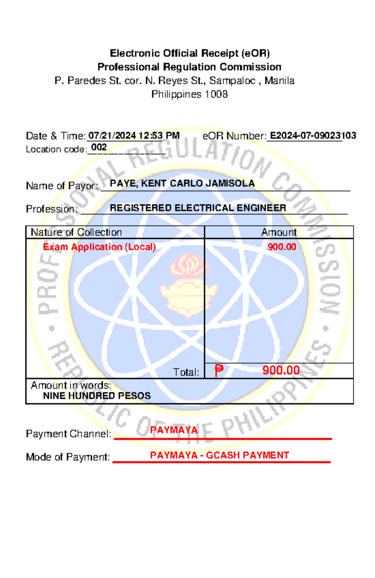 Doc-1 - Goodluck - Electronic Official Receipt (eOR) Professional ...