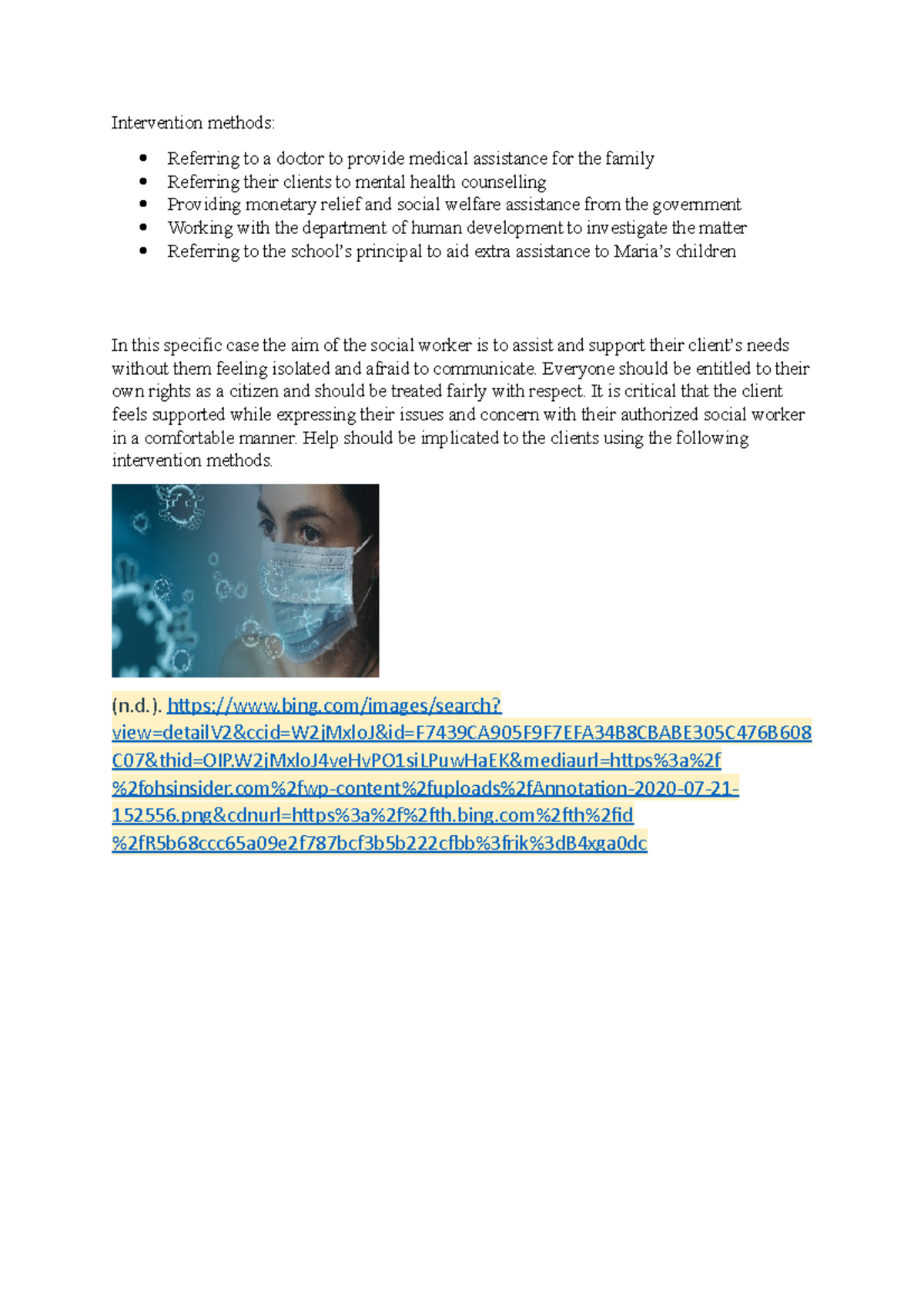 Social work intervention methods - Intervention methods: Referring to a ...