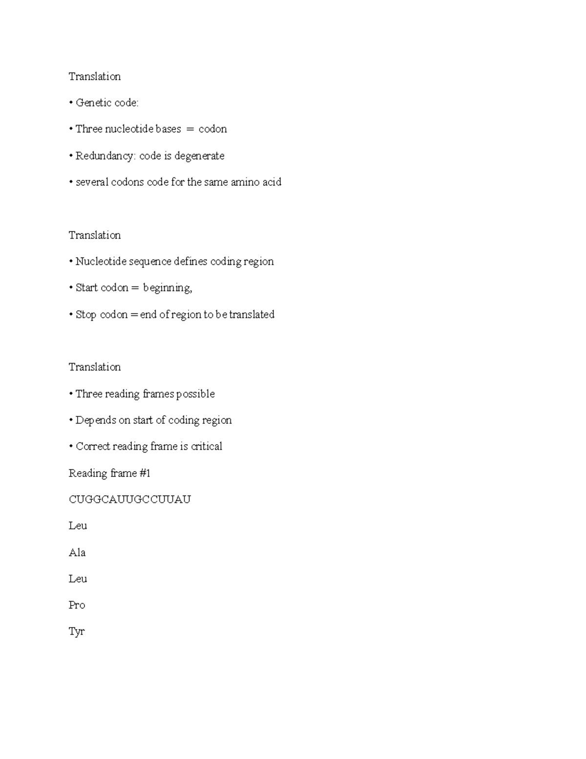 Translation and Regulation in Microbes Microbiology - Translation ...