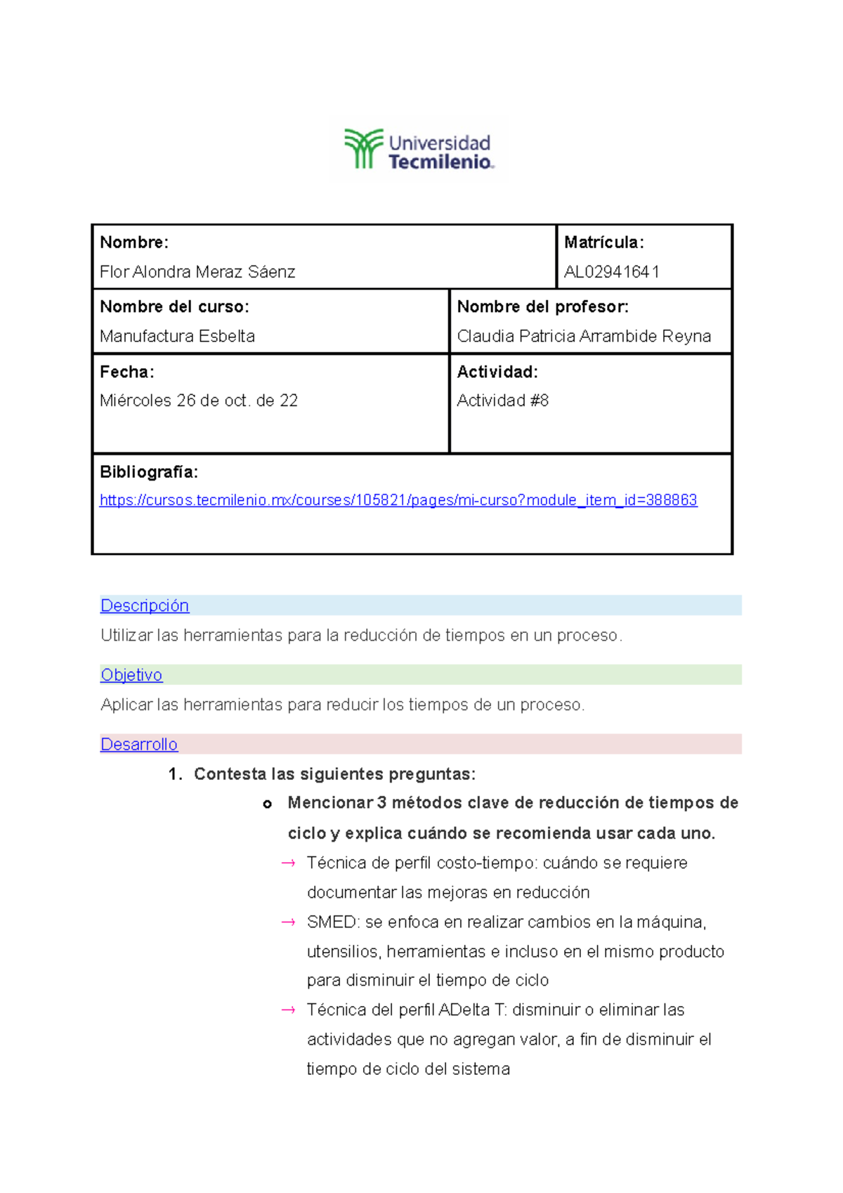 Actividad numero 8 - Nombre: Flor Alondra Meraz Sáenz Matrícula: AL ...