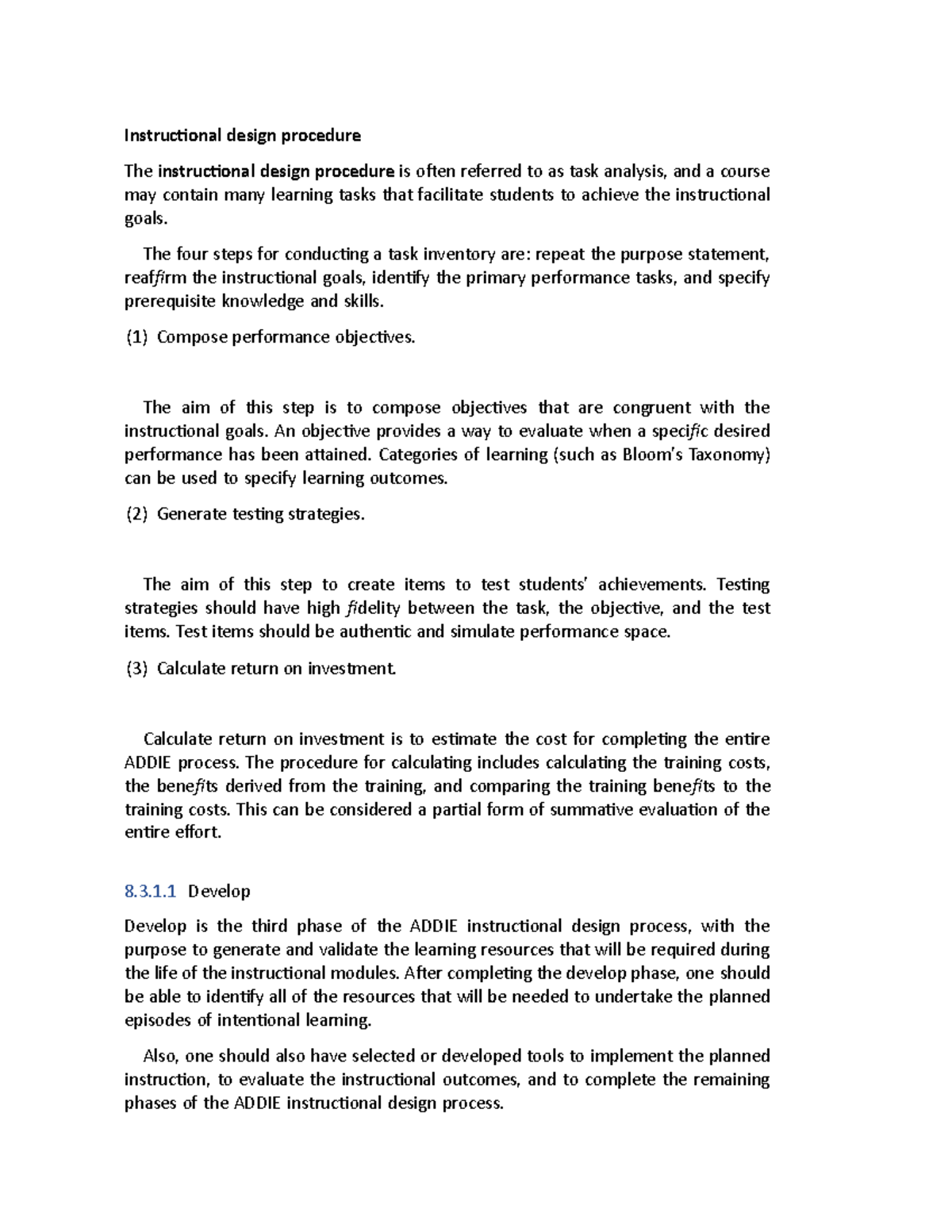 Instructional design procedure - The four steps for conducting a task ...