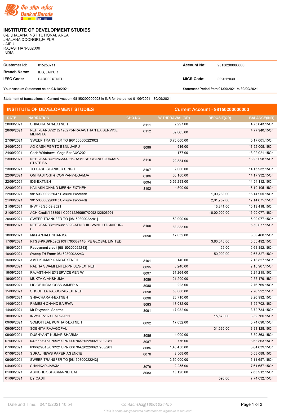 Op Transaction History UX 504-10-2021 - INSTITUTE OF DEVELOPMENT ...