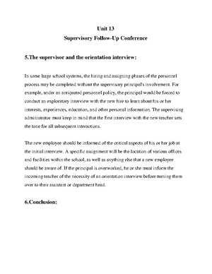 Educational supervision 20 - Unit 13 Supervisory Follow-Up Conference 1 ...