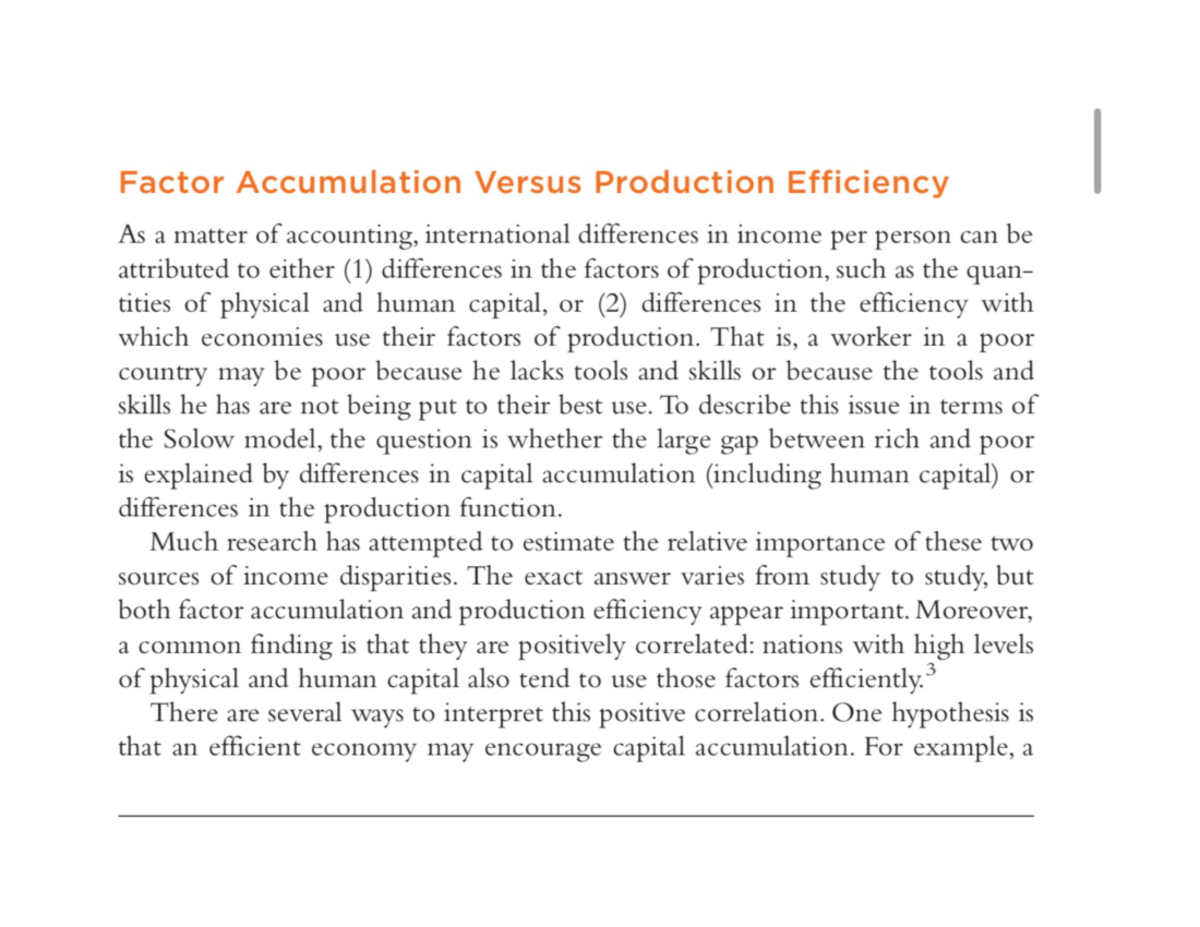 Factor Accumulation Versus Production Efficiency - MACRO ECONOMICS ...
