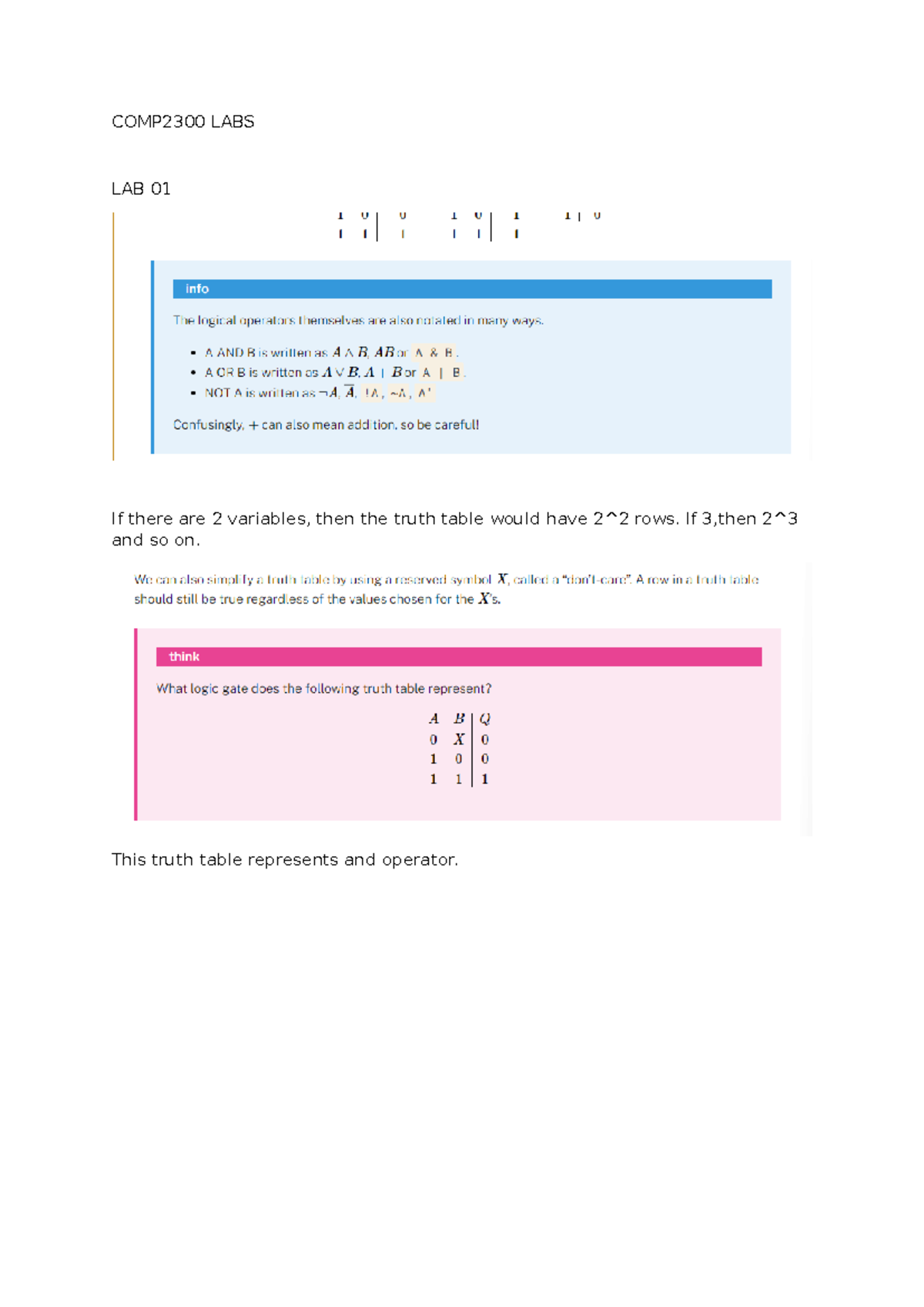 COMP2300 LABS - labs - COMP2300 LABS LAB 01 If there are 2 variables ...