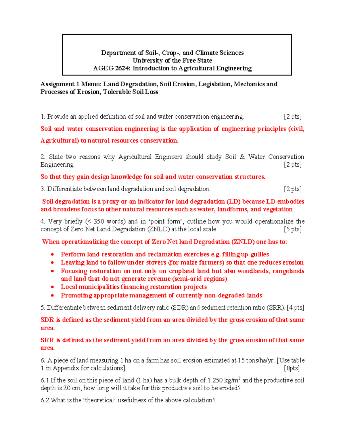 Assignment 1 and Memo - The first practical - Department of Soil-, Crop ...