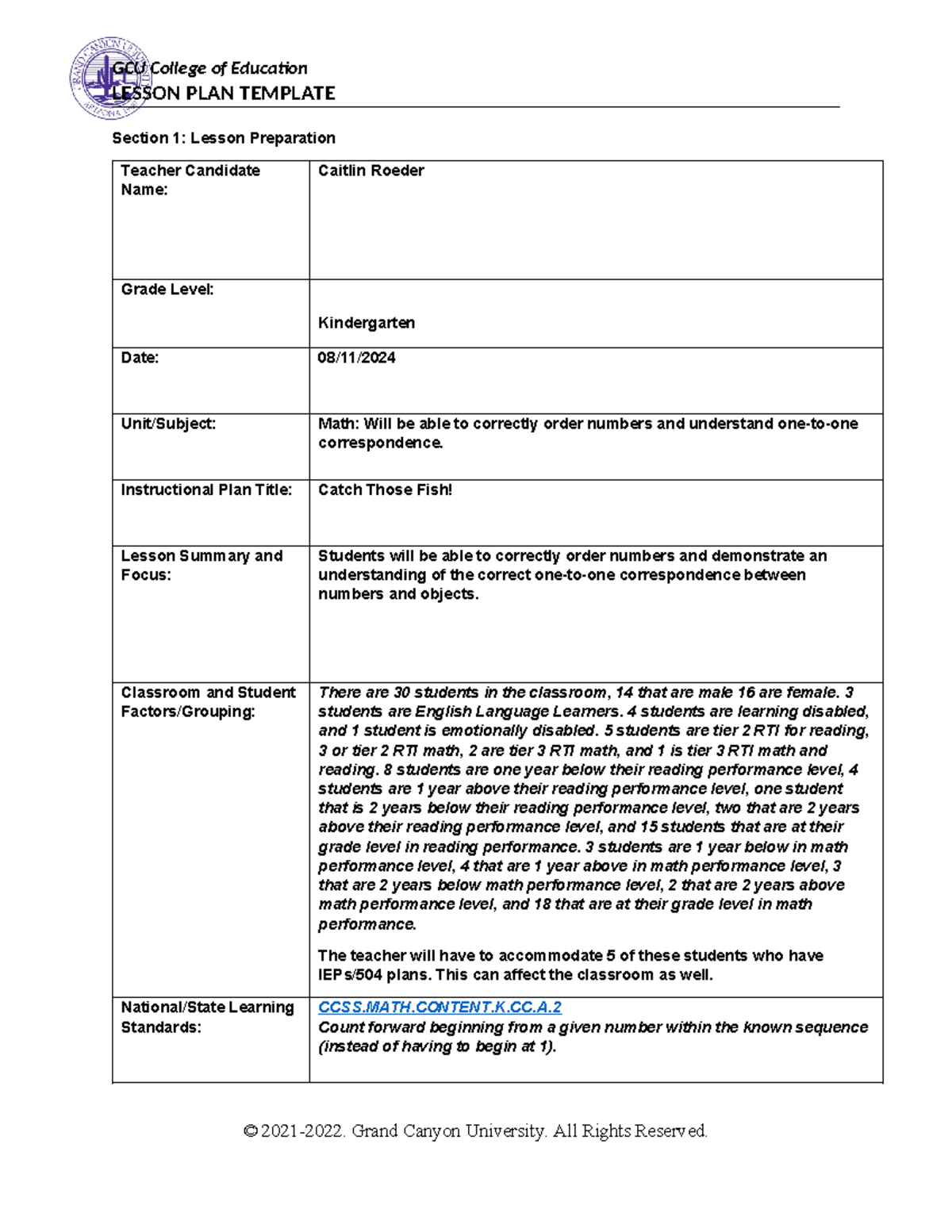 Math lesson plan - Week 1 coursework. - LESSON PLAN TEMPLATE Section 1 ...
