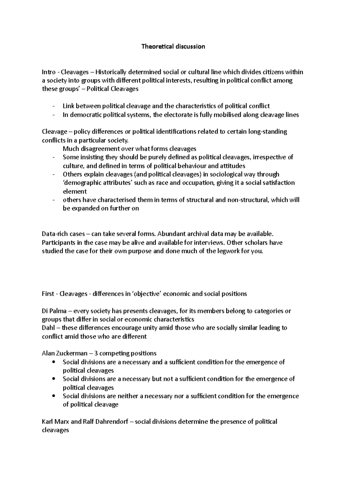 Cleavage Theory - Theoretical discussion Intro - Cleavages ...