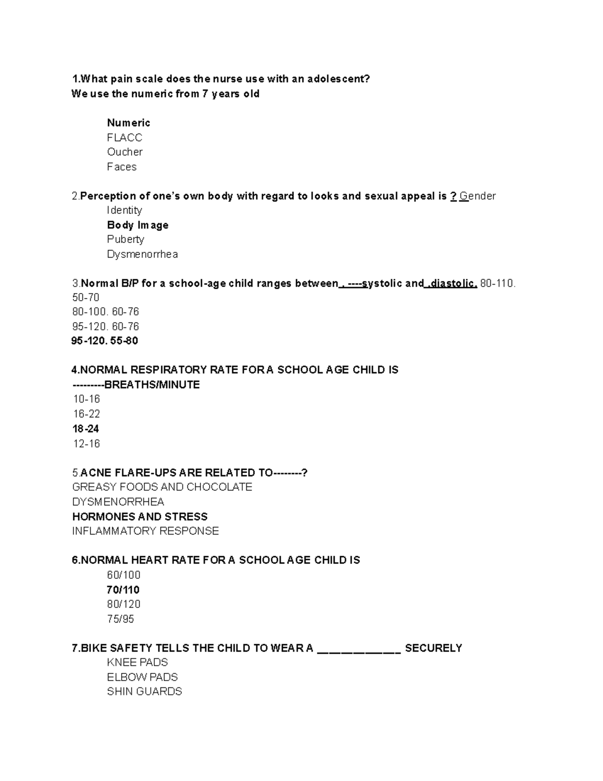 Allllll PEDS Quizes - EXAMS - 1 pain scale does the nurse use with an ...