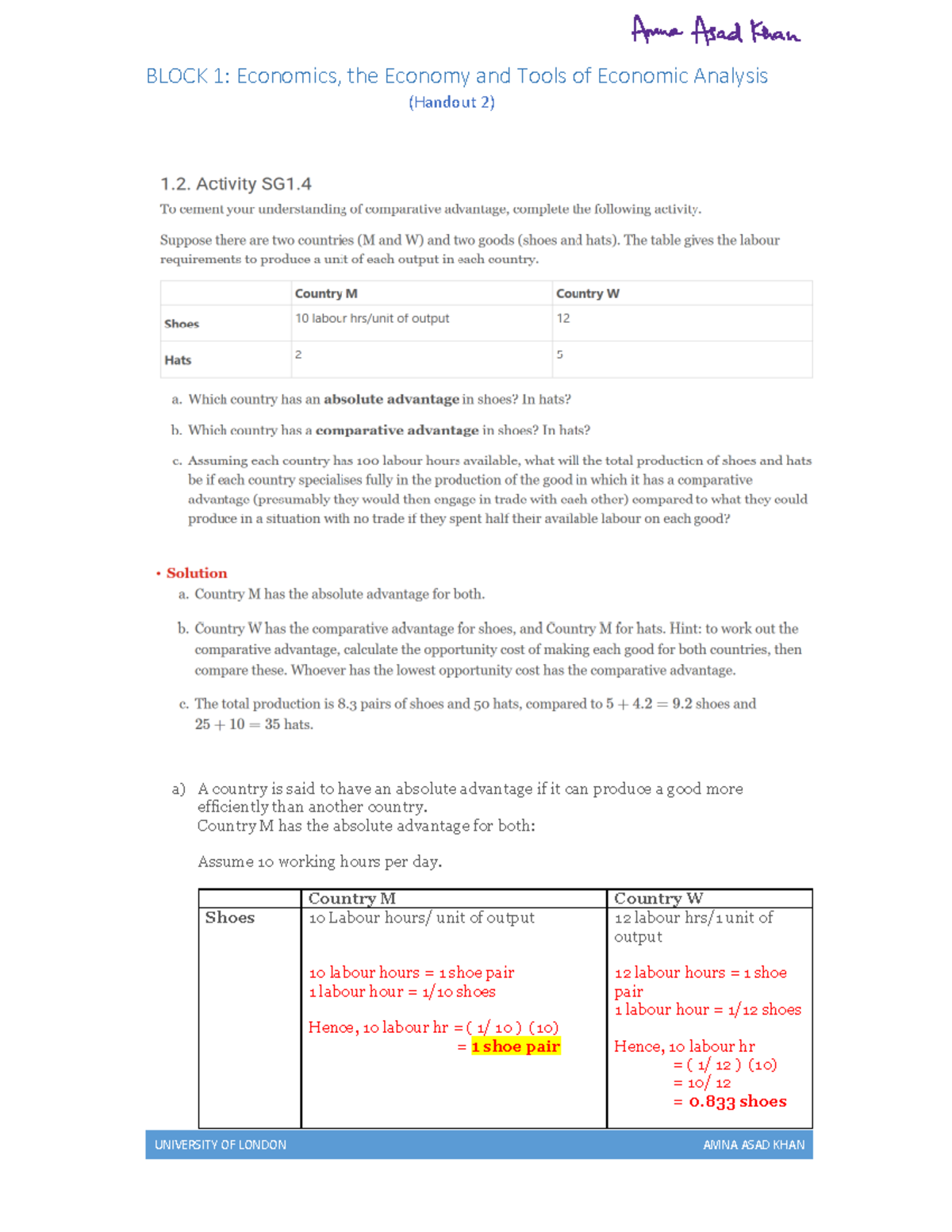 Handout 2 - study guide questions done in detail - BLOCK 1: Economics ...