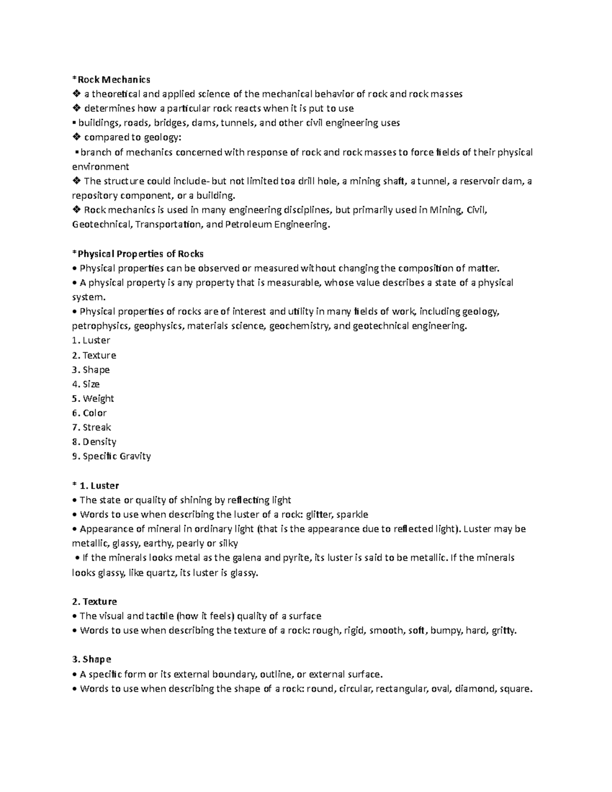 Rock Mechanics Notes - *Rock Mechanics a theoretical and applied ...