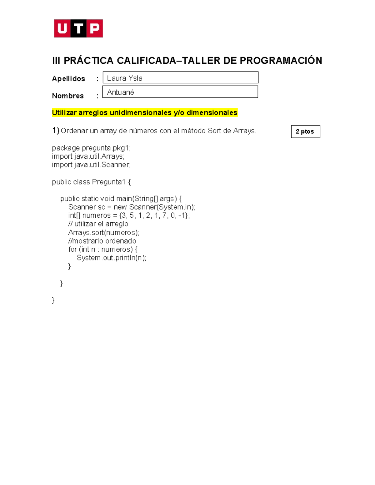 III Practica Taller Programacionlaura - III PRÁCTICA CALIFICADA–TALLER ...