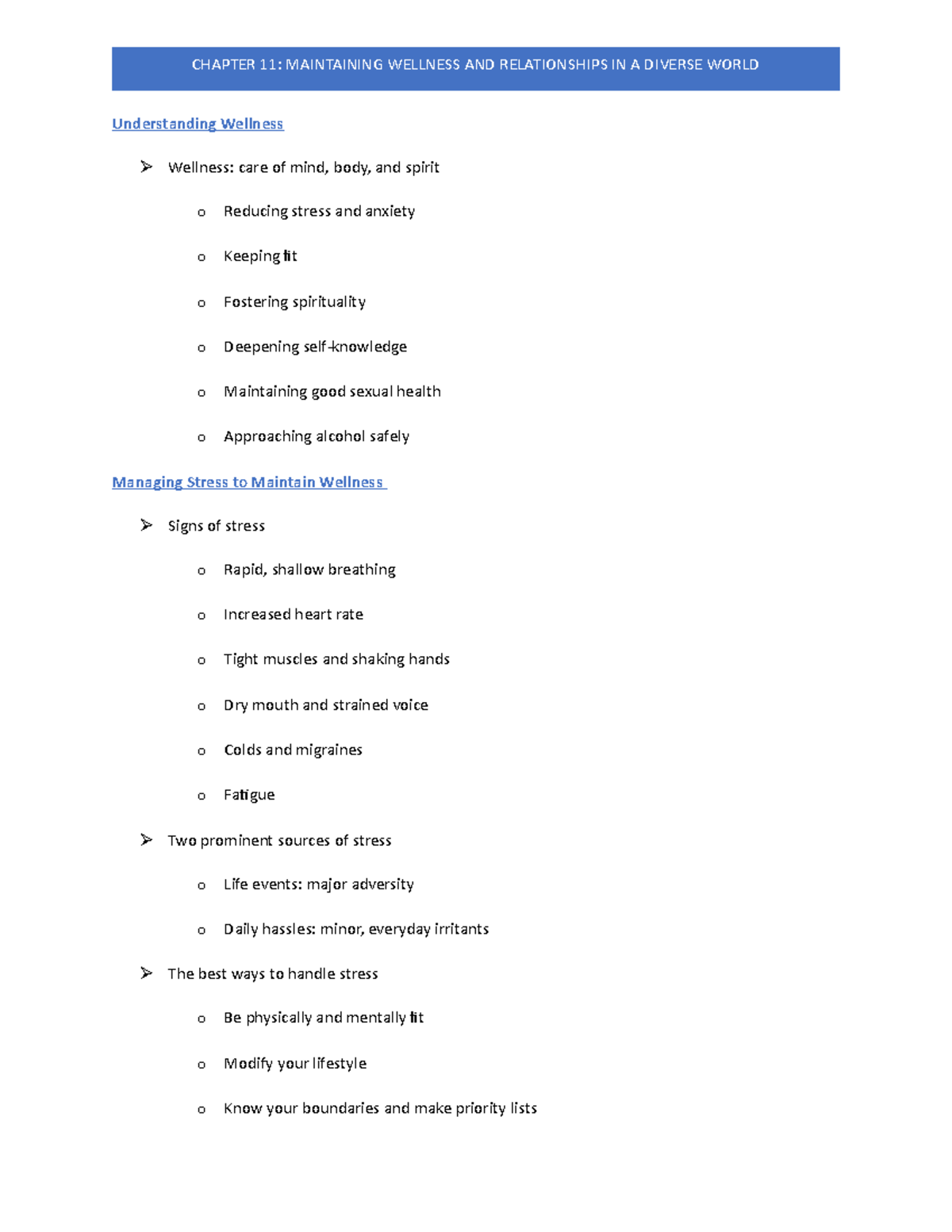 Chpater 11- Maintaining Wellness AND Relationships IN A Diverse World ...