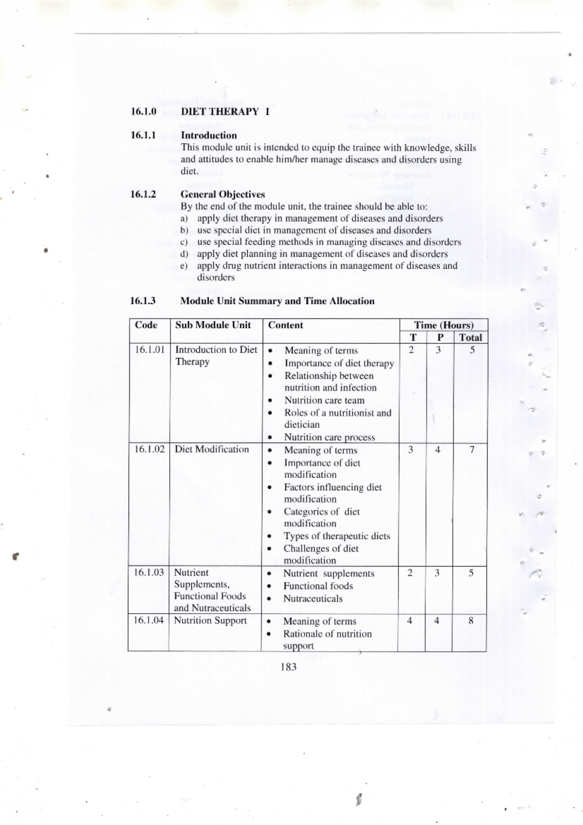 DIET Therapy 1 - Thus is the outline that helps guide in teaching hours ...