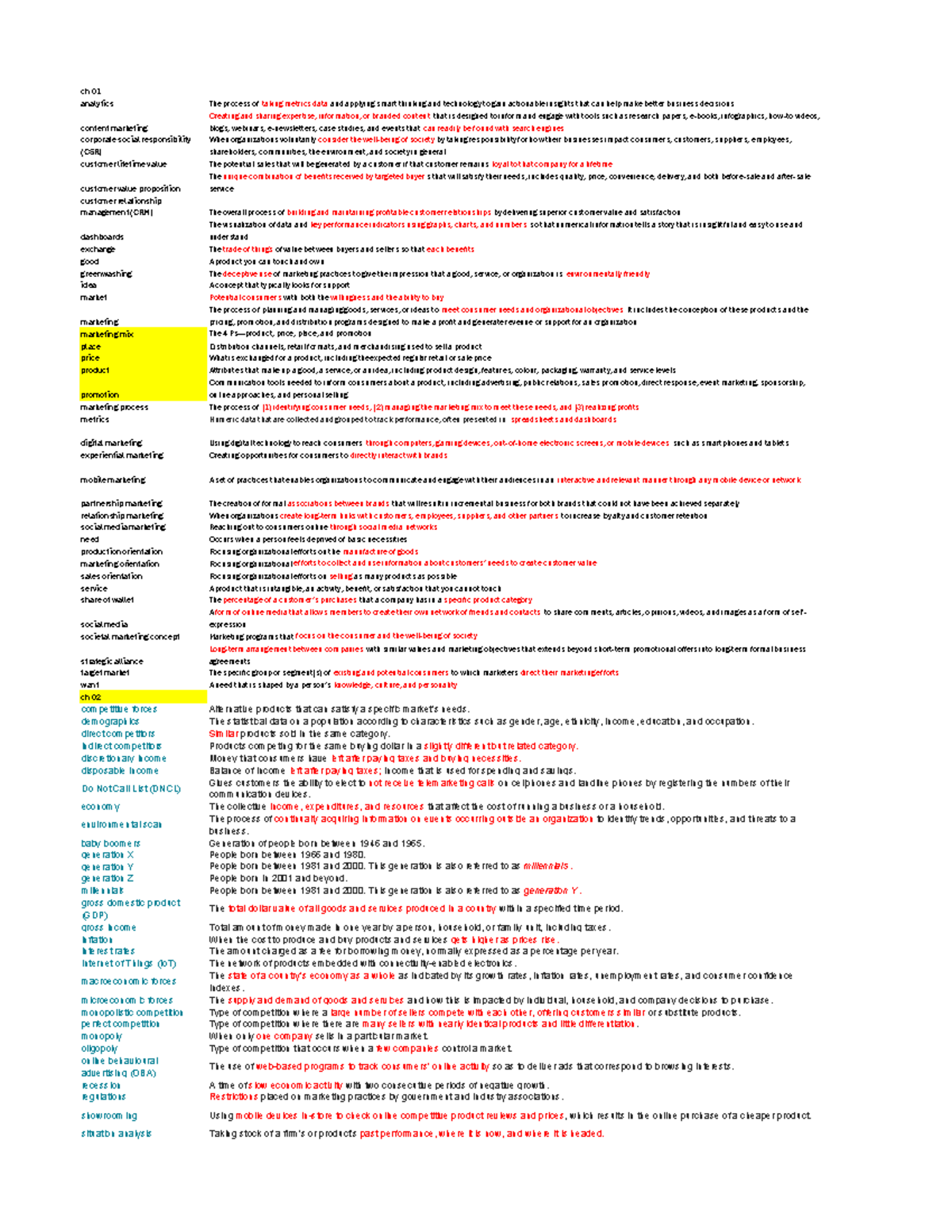 Mark1130 glossary midterms - ch 01 analytics The process of taking ...