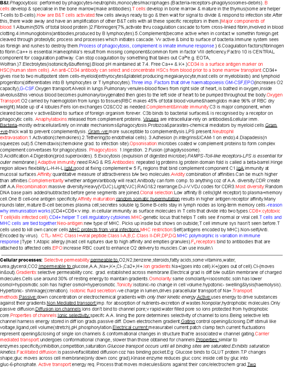 Bio exam prep sheet - Summarised basic points from exam modules. - B&I ...
