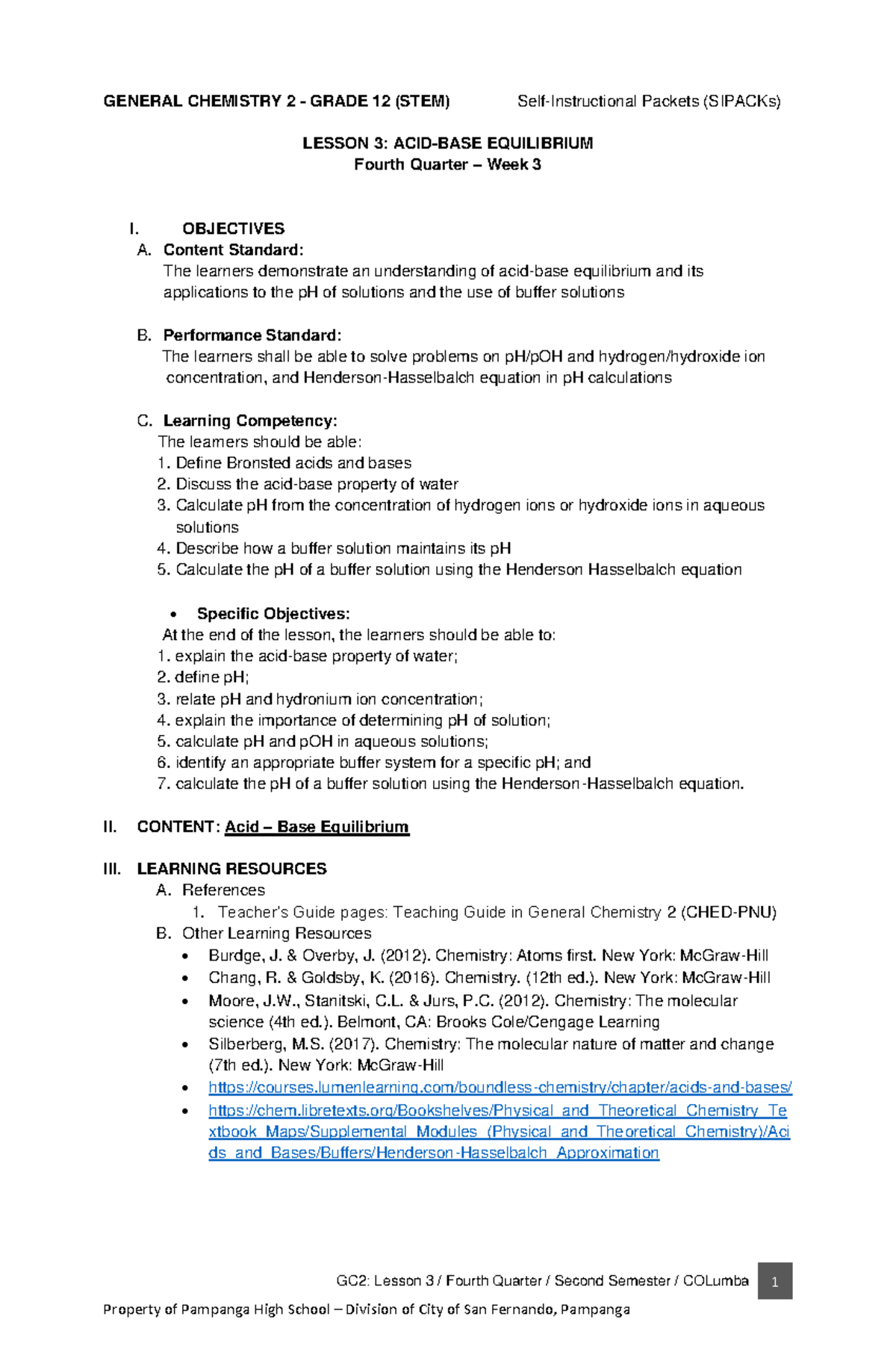 3. General Chemistry 2 - Q4 - GC2: Lesson 3 / Fourth Quarter / Second ...