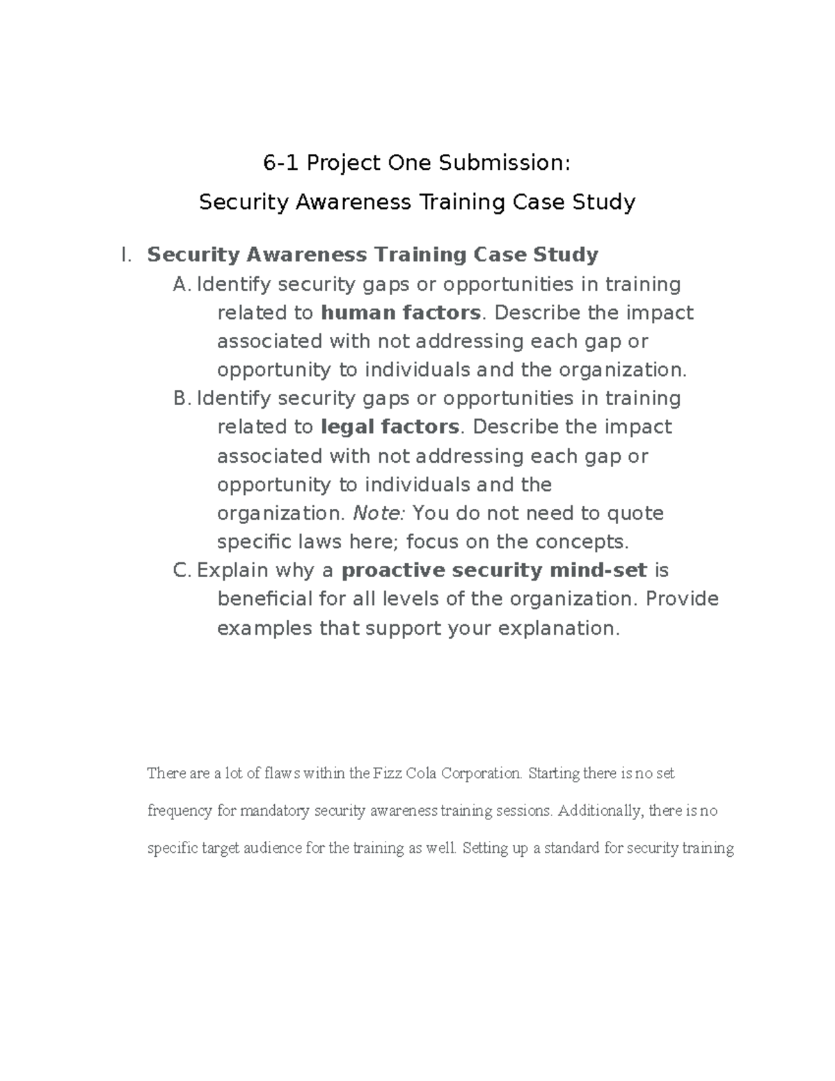 CYB 200 Project One - 6-1 Project One Submission: Security Awareness ...