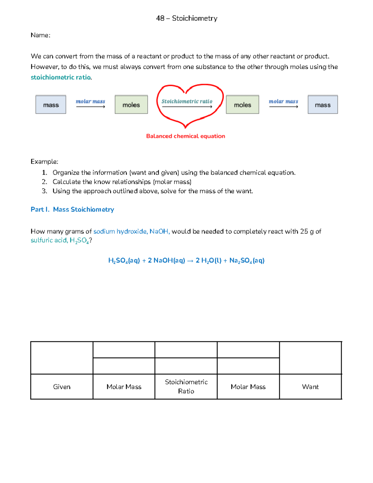 2+-+Stoichiometry+(Mass+and+Gas+Volume) - Name: We can convert from the ...
