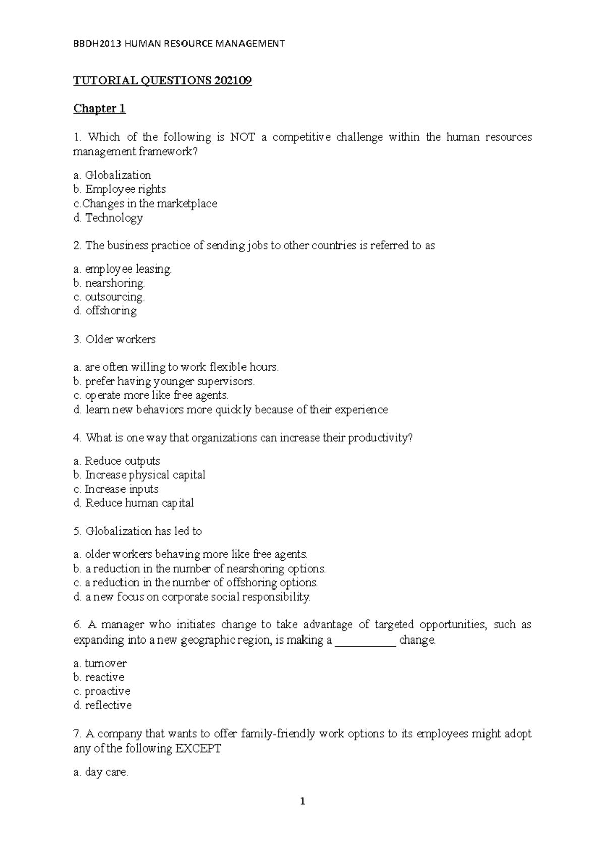 Tutorial Questions (S)202201 - TUTORIAL QUESTIONS 202109 Chapter 1 ...