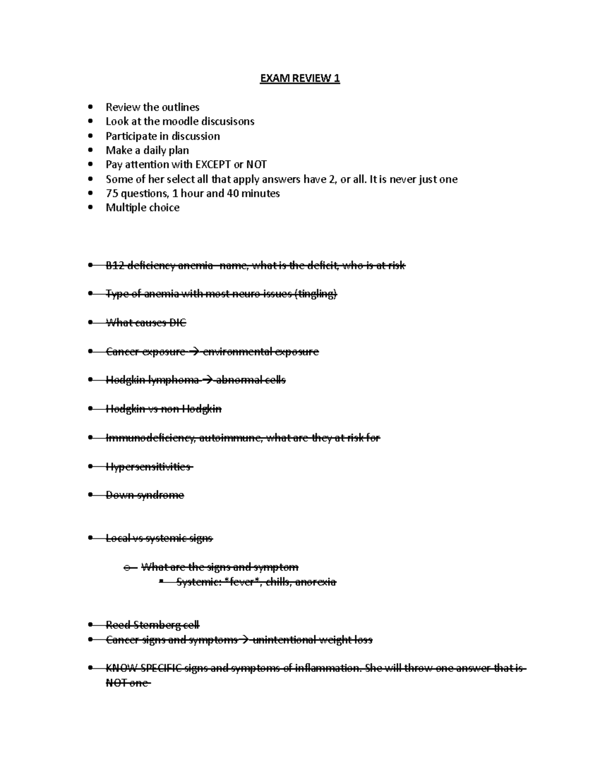 EXAM Review 1 - exam 1 outline - EXAM REVIEW 1 Review the outlines Look ...