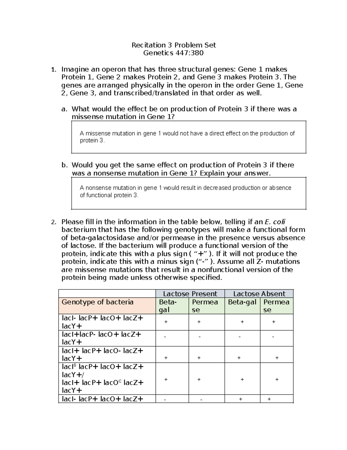 Recitation 3 Questions - Tagged - Recitation 3 Problem Set Genetics 447 ...