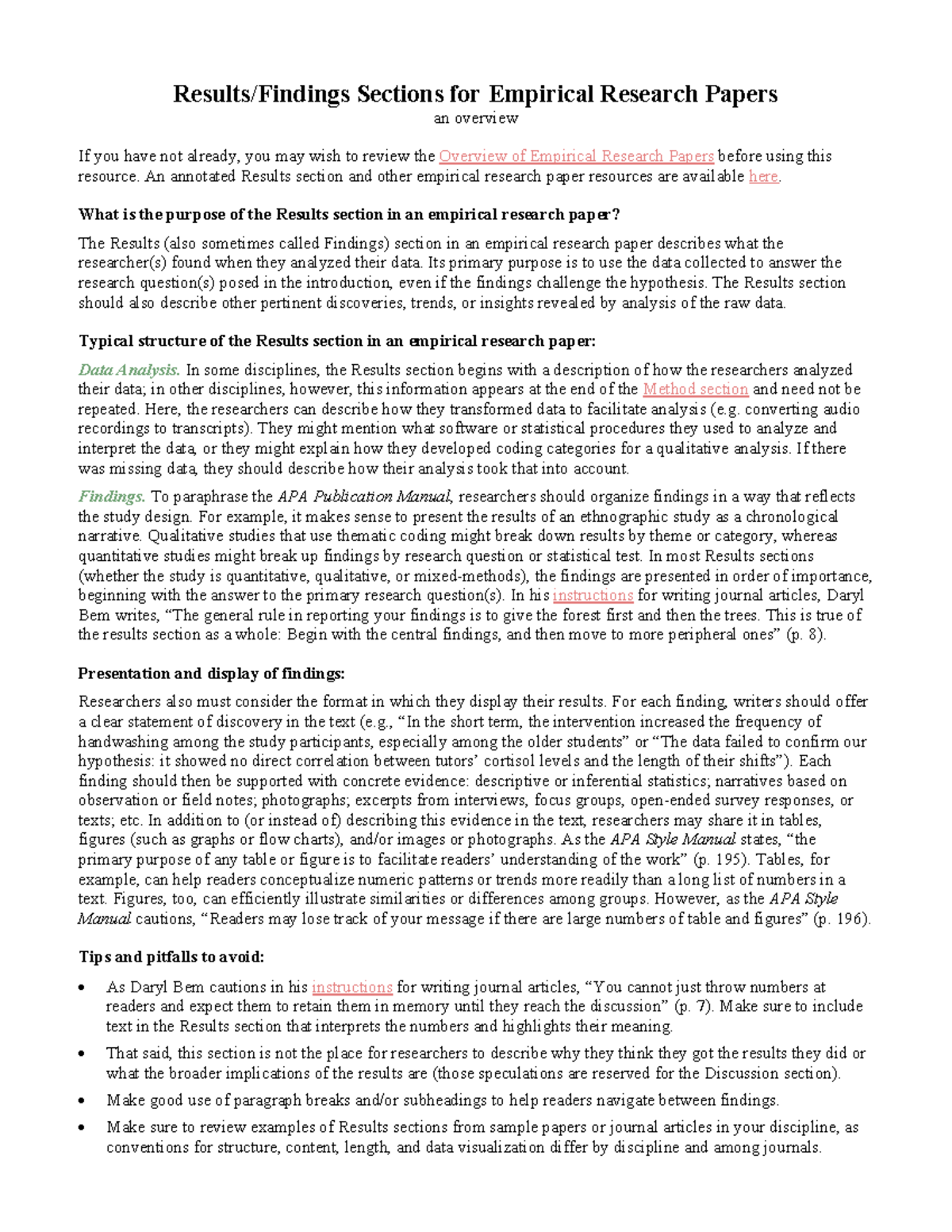 Findings-results section overview - Results/Findings Sections for ...