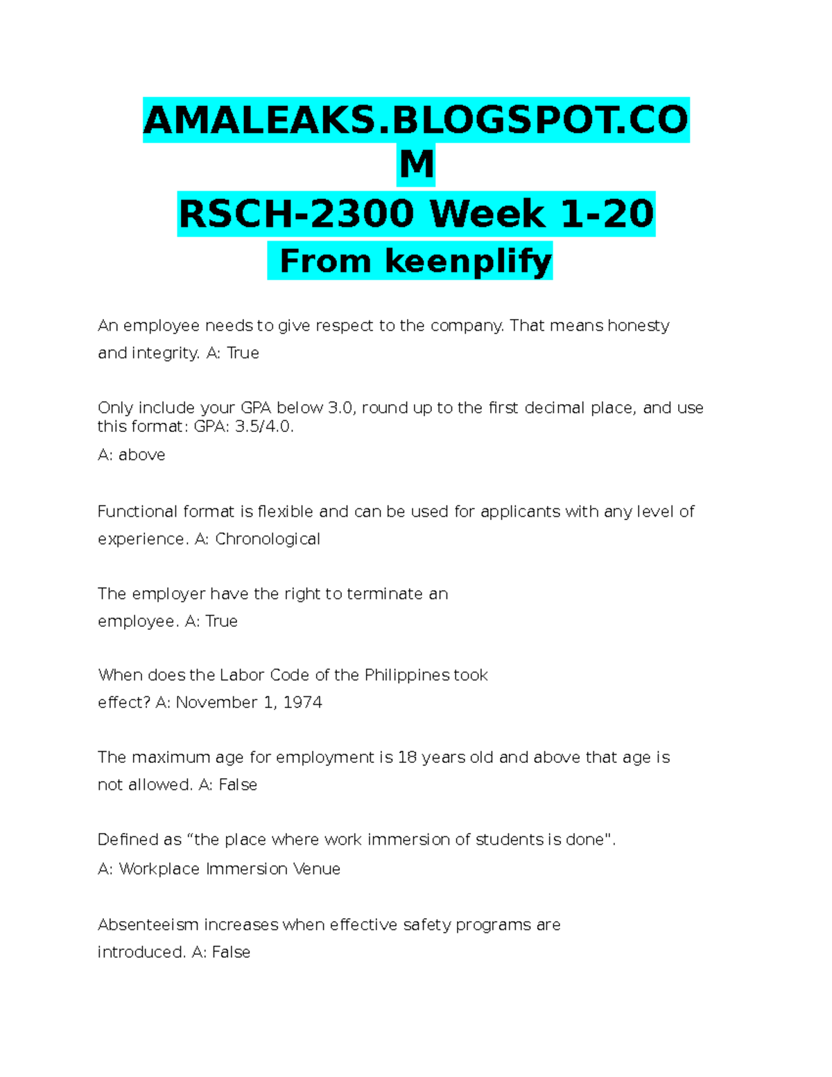 [ Amaleaks. Blogspot.COM] RSCH-2300 Week 1-20 - AMALEAKS.BLOGSPOT M ...