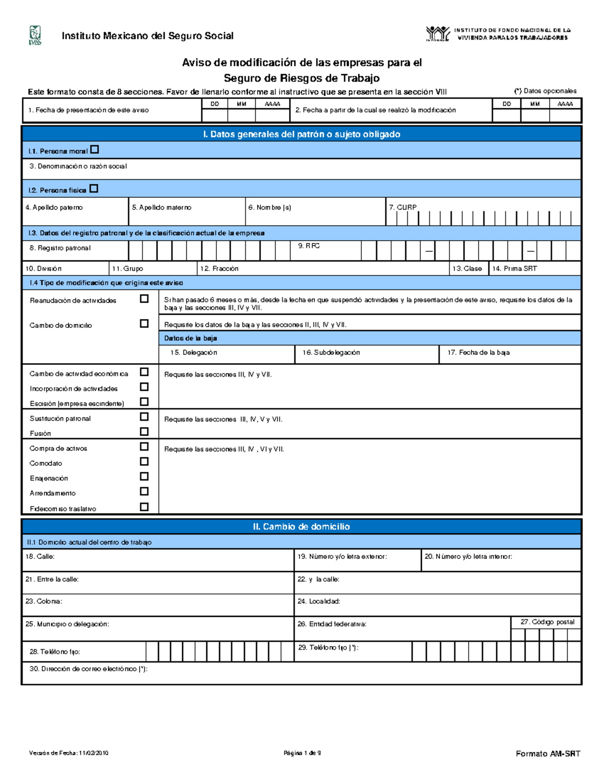 AM-SRT - dddd - Aviso de modificación de las empresas para el Seguro de ...