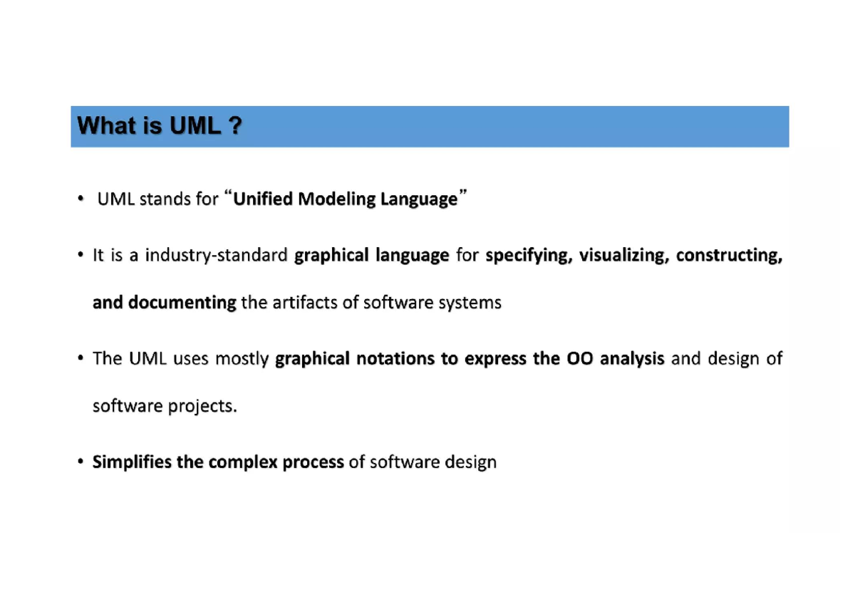 Uml - UML - What is UML ? UML stands for Modeling It is a graphical ...
