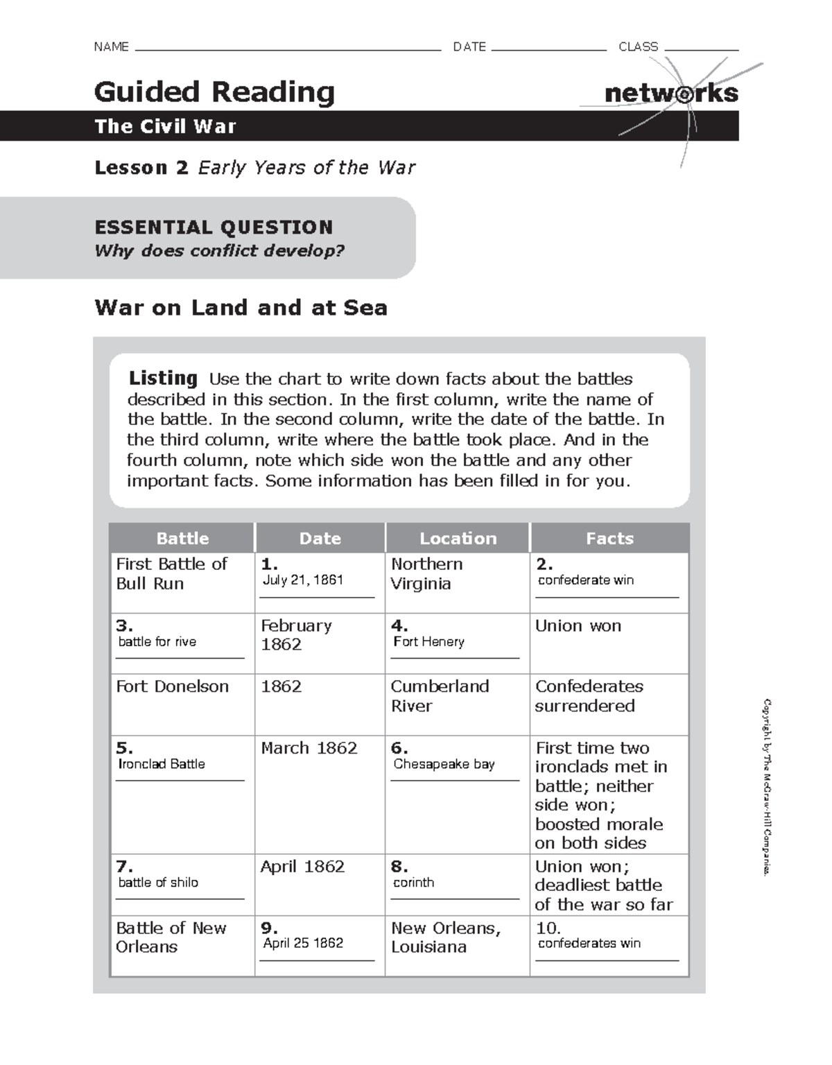 Copy of 17.2 Early Years GR - Copyright by The McGraw-Hill Companies ...