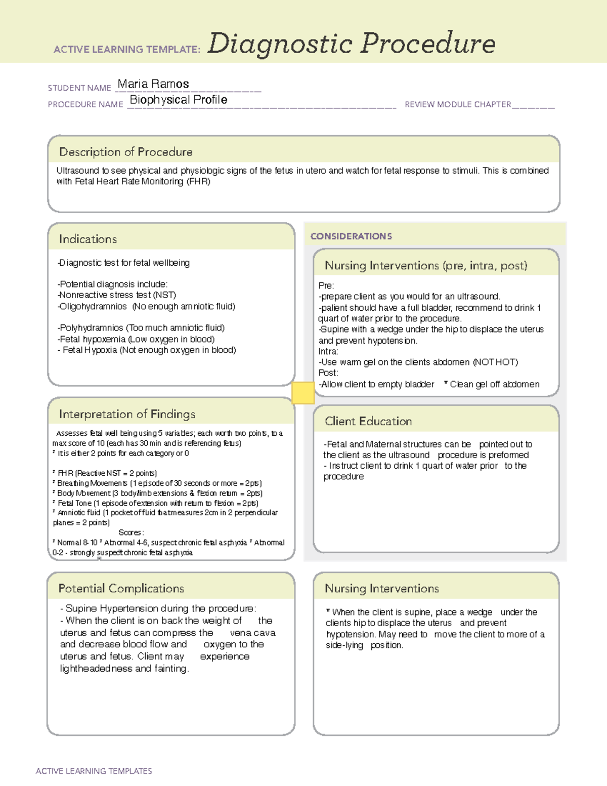 Biophysical Profile Diag Proced - NURS 4101 - ACTIVE LEARNING TEMPLATES ...