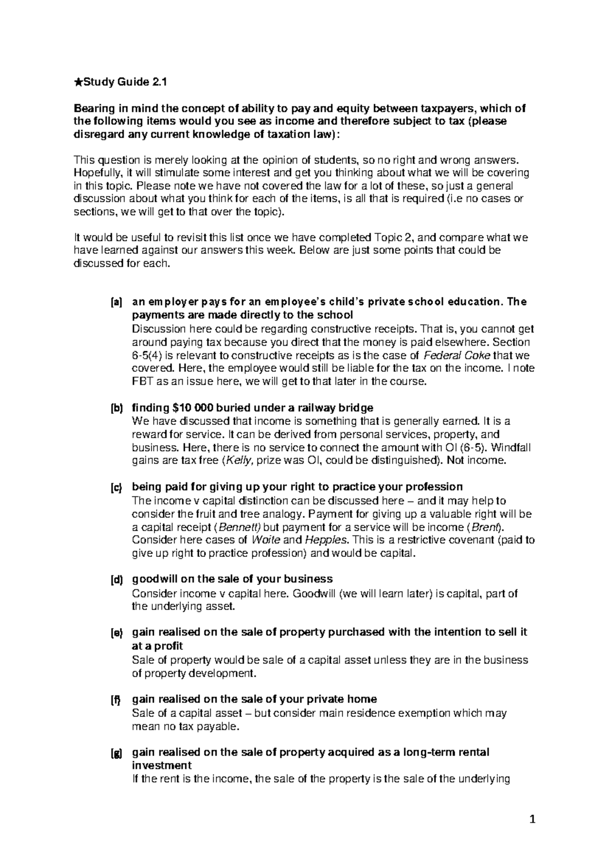 Tutorial Q and A Week 2 - ★Study Guide 2 Bearing in mind the concept of ...