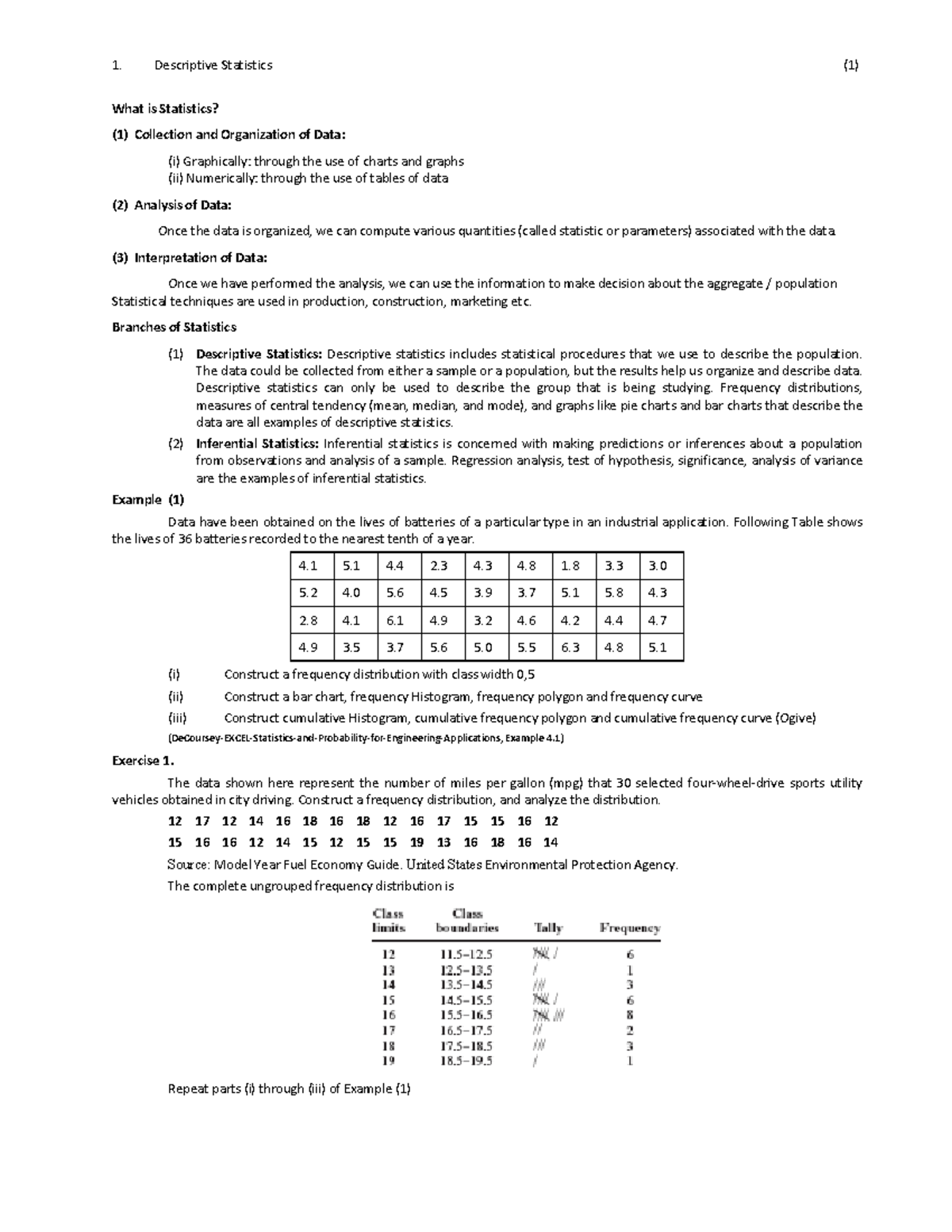 ME 1 ES Descriptive Analysis (final) - What is Statistics? (1 ...