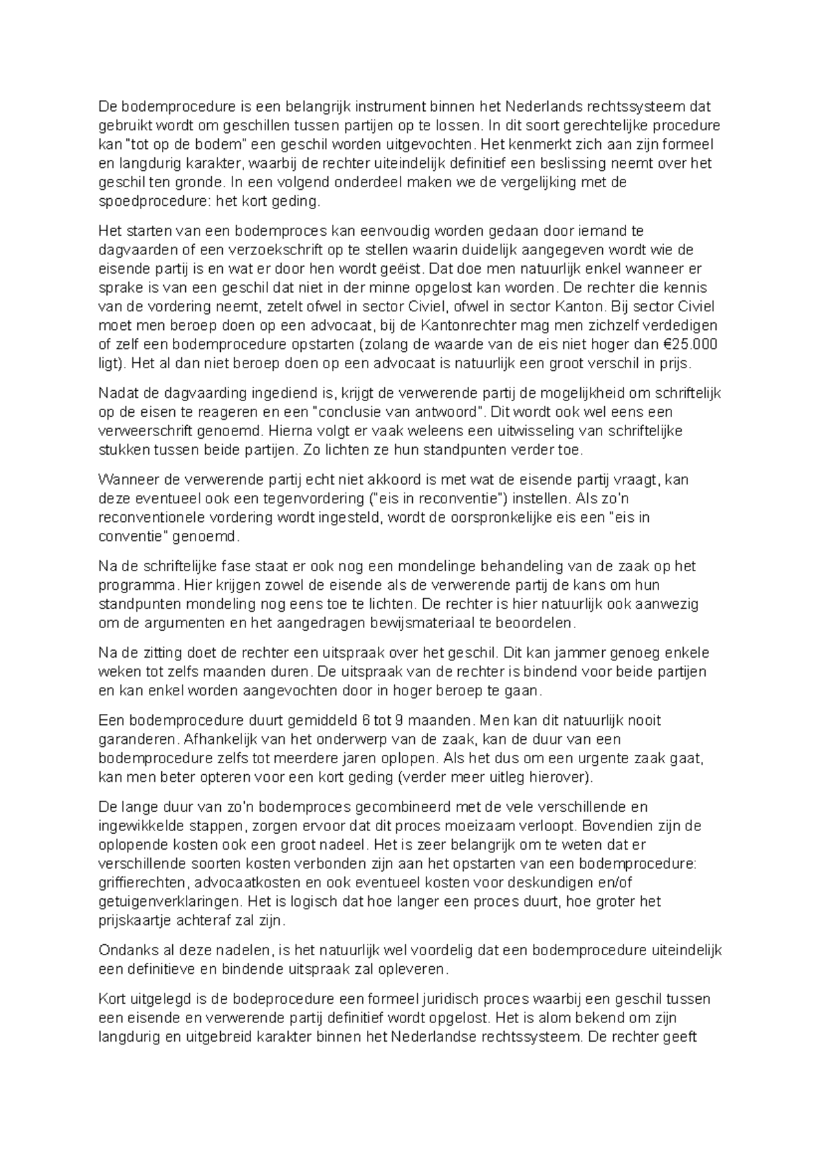 Bodemprocedure - In dit soort gerechtelijke procedure kan “tot op de ...