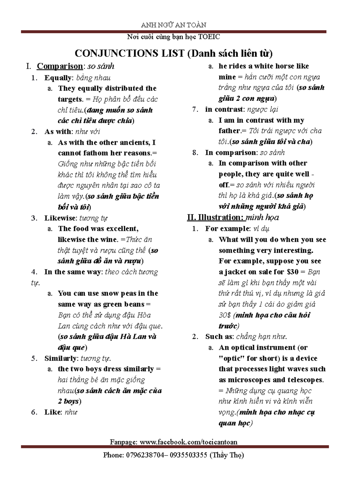 Conjunctions LIST cách dùng trong câu - Nơi cuối cùng bạn học TOEIC CONJUNCTIONS LIST (Danh sách ...