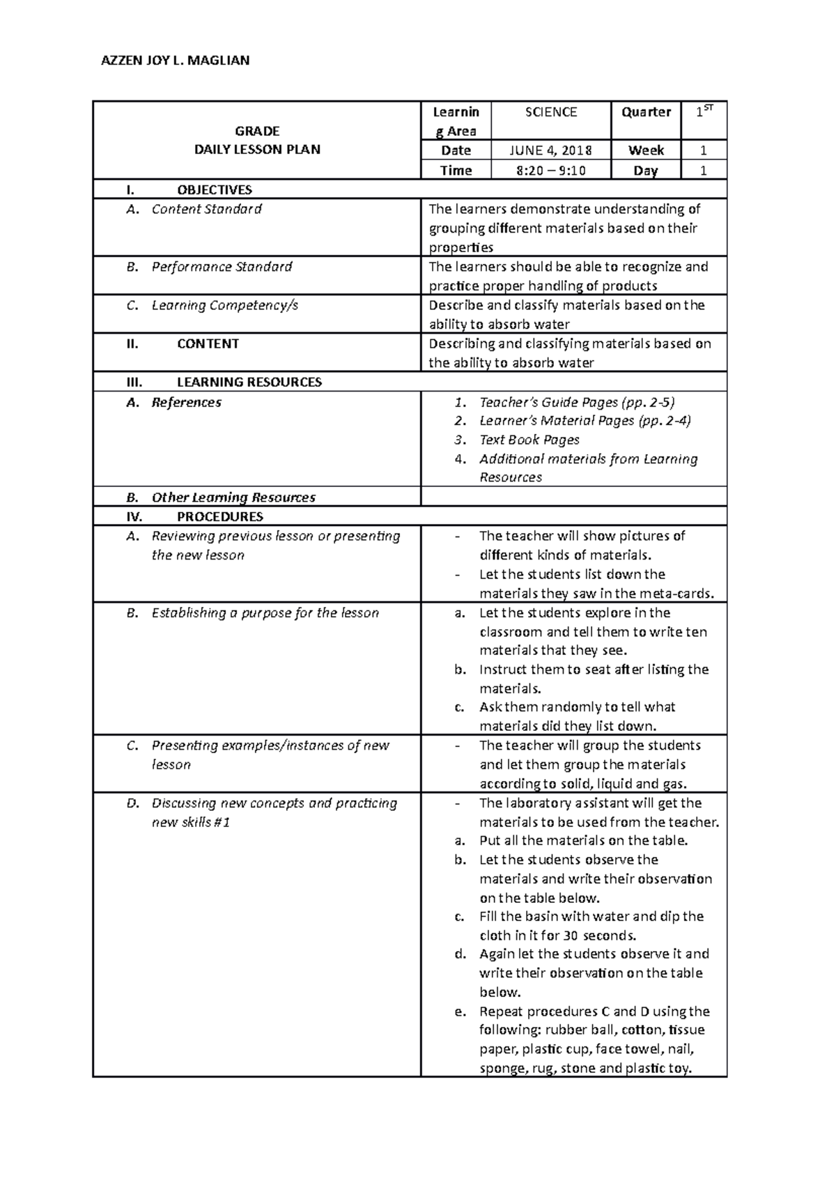 Revise lesson plan - module - AZZEN JOY L. MAGLIAN GRADE DAILY LESSON ...