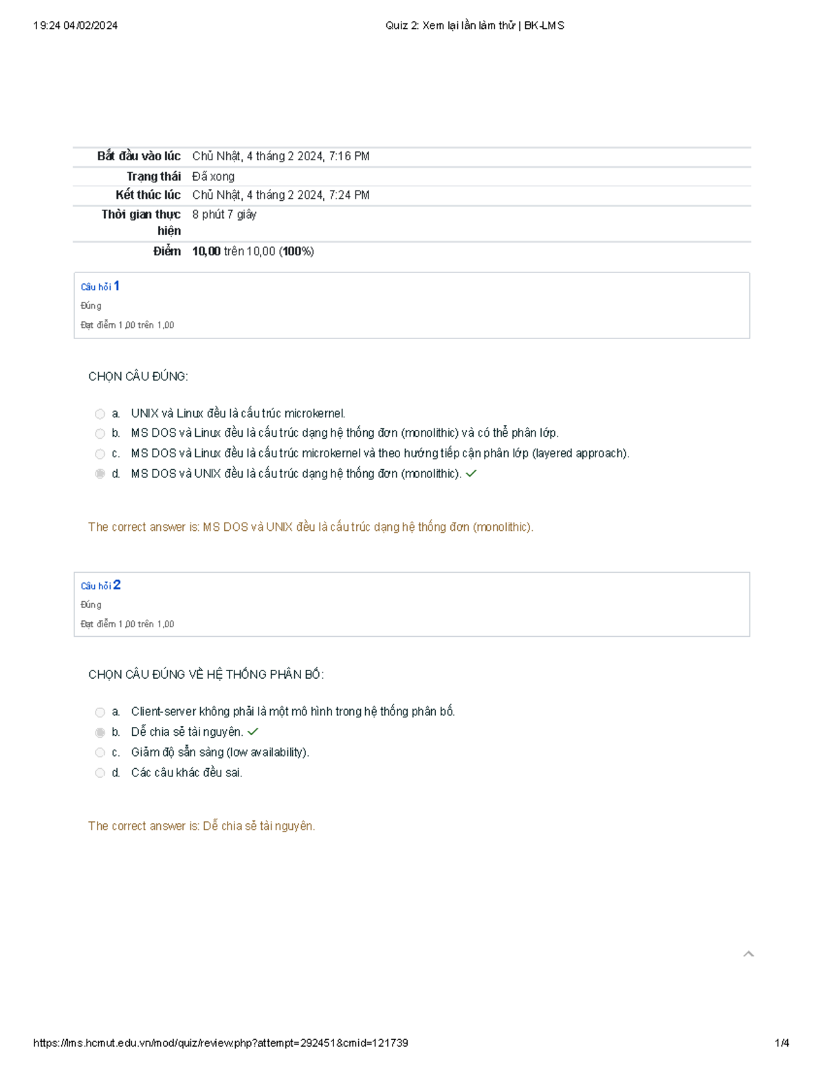 Quiz 2 os sddddd - Bắt đầu vào lúc Chủ Nhật, 4 tháng 2 2024, 7:16 PM ...