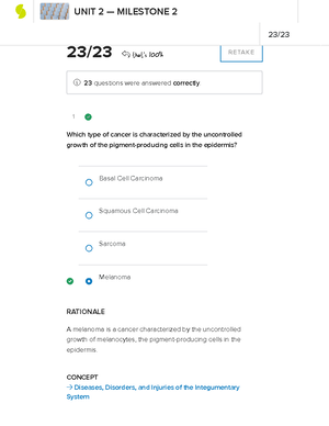 Milestone 2 practice quiz - 1 CONCEPT → Thoracic Cage 8 / 23 that's 35% ...