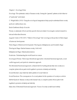 Chapter 4- Sociology notes - Chapter 4- Sociology notes Agency- The ...