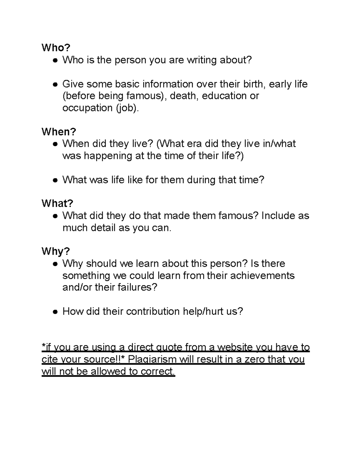 Biography Template - Research Paper Outline - Who? Who is the person ...