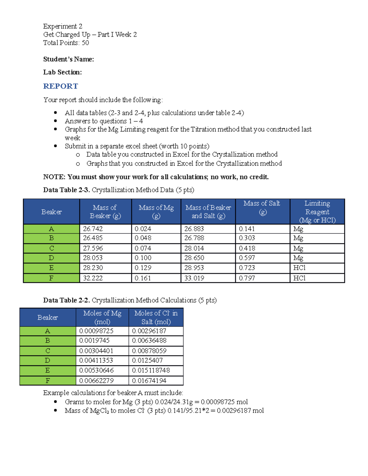 Exp. 2 - Get Charged Up Part 1 - week 2 - Experiment 2 Get Charged Up ...