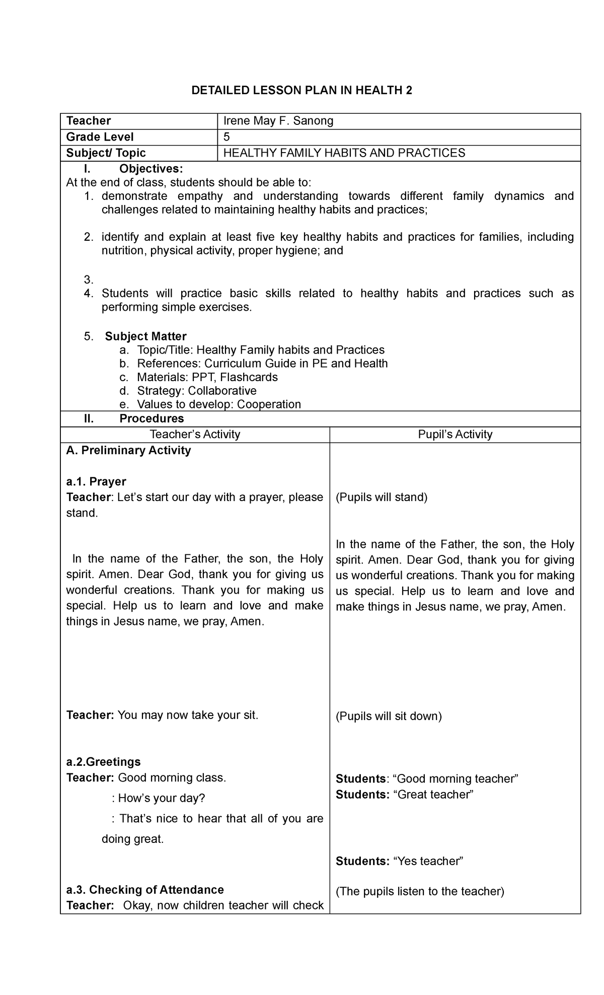 T- Music LP ( Sanong) - DETAILED LESSON PLAN IN HEALTH 2 Teacher Irene ...