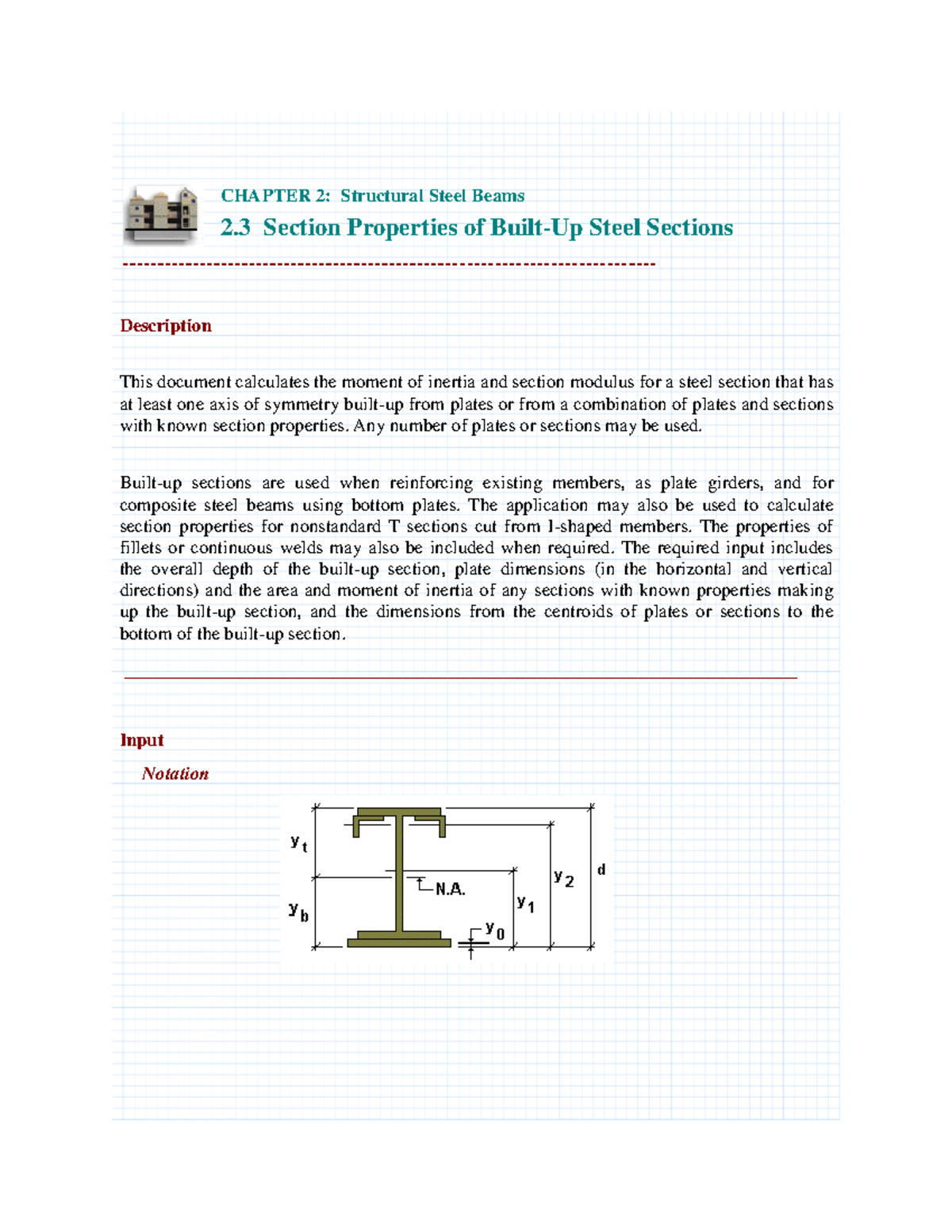 2.3 Section Properties of Built-Up Steel Sections - CHAPTER 2 ...
