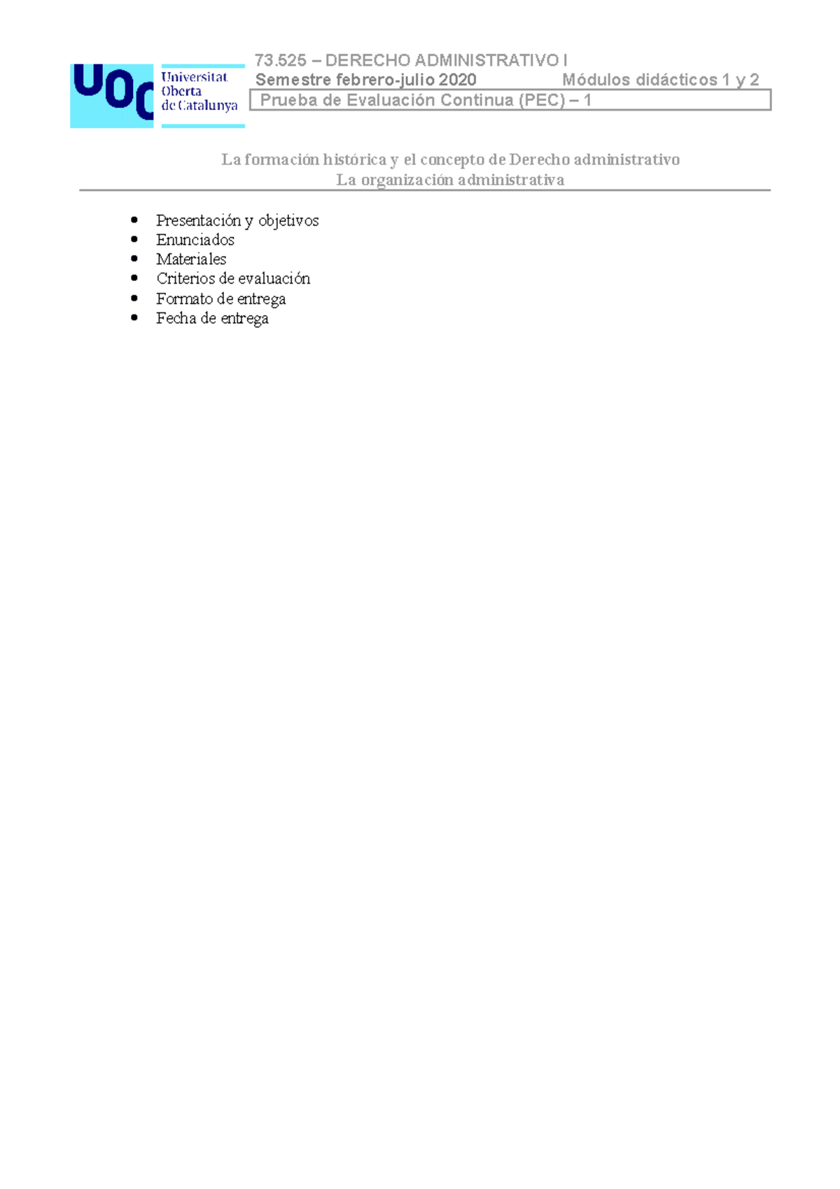 73.525 PEC 1 20201 - Actividades pec uoc derecho - Semestre febrero ...