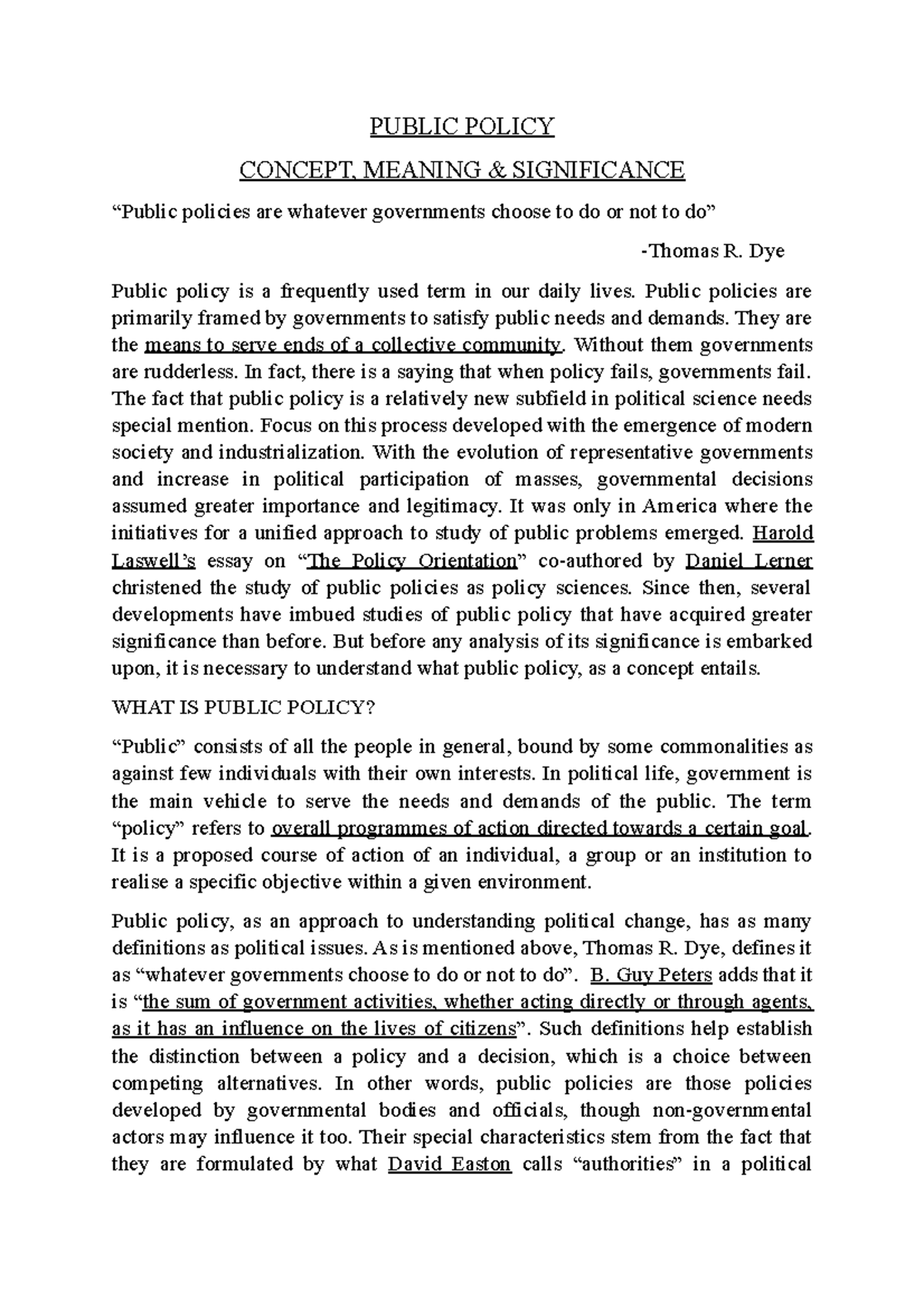 PUB Policy- Meaning AND Significance - PUBLIC POLICY CONCEPT, MEANING ...