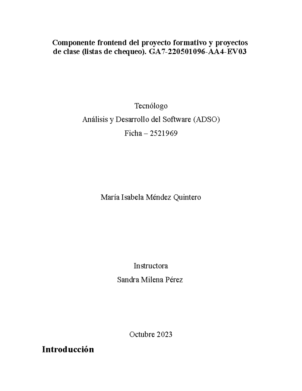 Componente frontend del proyecto formativo y proyectos de clase - GA7 ...