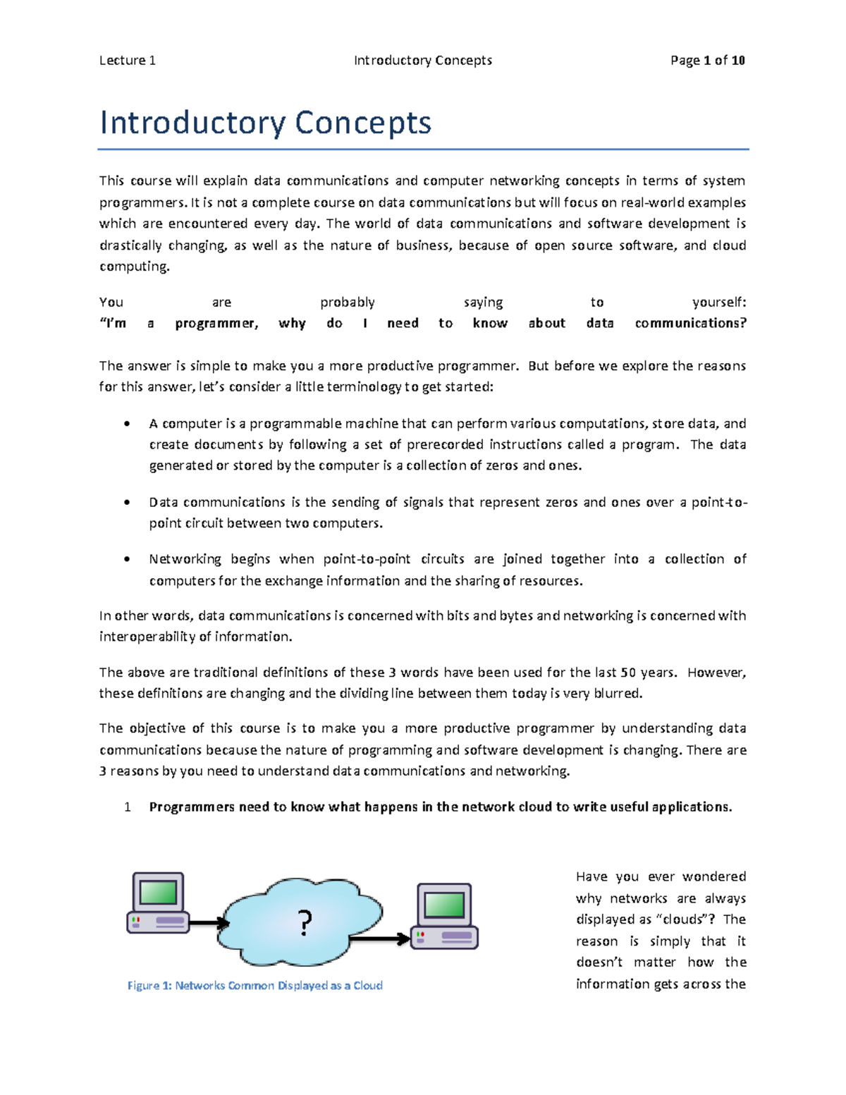 Lecture 1 Intro Data Commfor Programmers-notes - ? Introductory ... Lecture 1 Intro Data Commfor Programmers-notes - ? Introductory ...