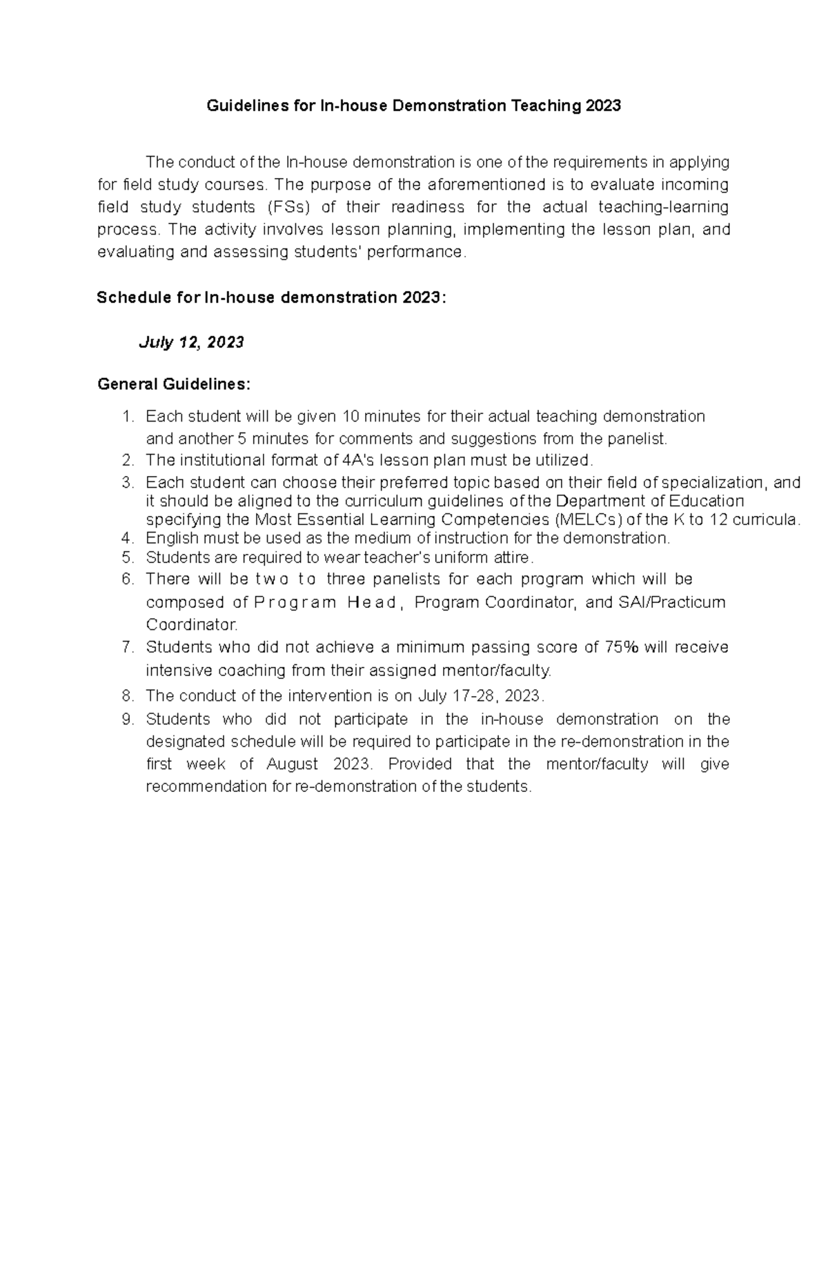 Guidelines-Lesson-Plan-and-Rubric-2023 - Guidelines for In-house ...